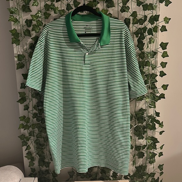 Nike | Shirts | Nike Green And White Striped Polo | Poshmark